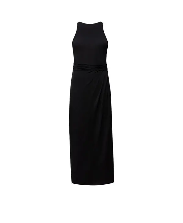 Another Tomorrow Sarong Tie Midi Dress - Black