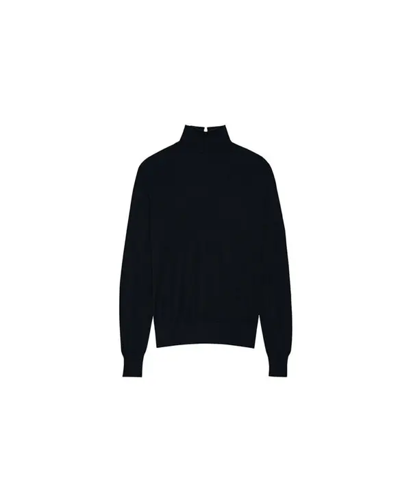 Another Tomorrow Featherweight Turtleneck Top - Black