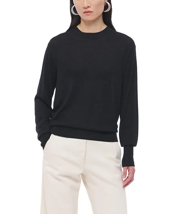 Another Tomorrow Featherweight Crewneck Sweater - Black