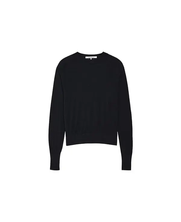 Another Tomorrow Featherweight Crewneck Sweater - Black