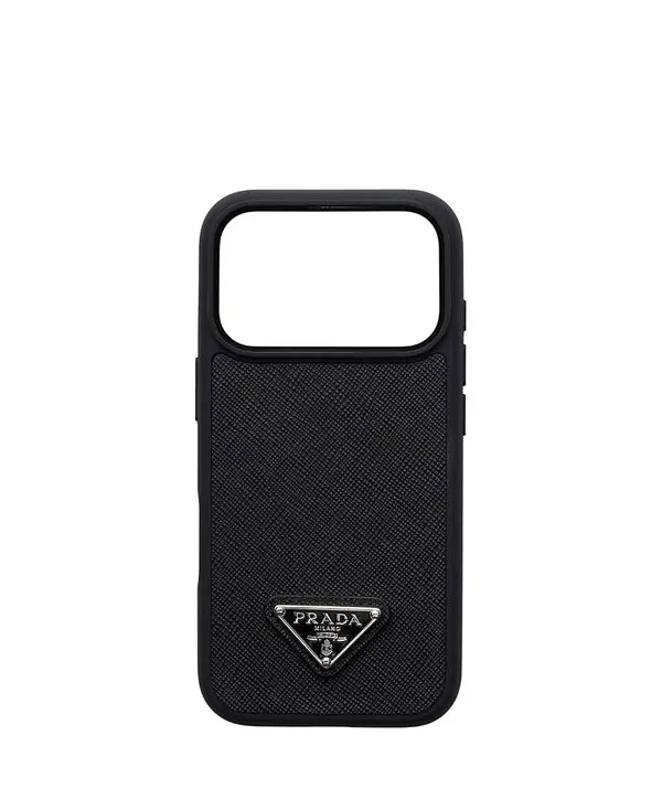 Prada Saffiano Leather Case For Iphone 17 Pro - Dark Black