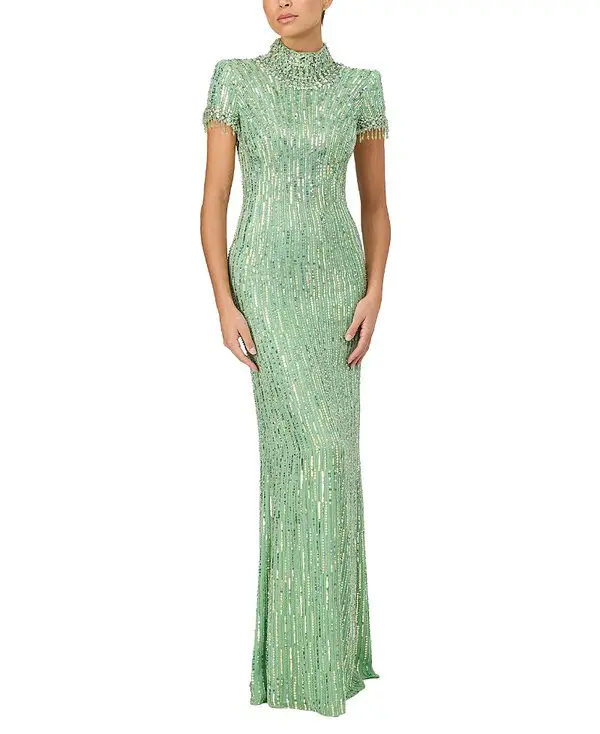 Jenny Packham Madeleine Beaded Maxi Dress - Parakeet