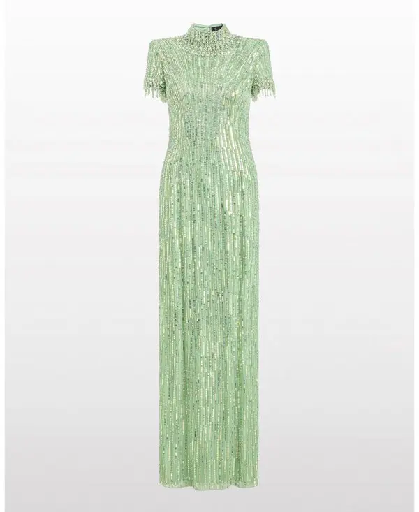 Jenny Packham Madeleine Beaded Maxi Dress - Parakeet
