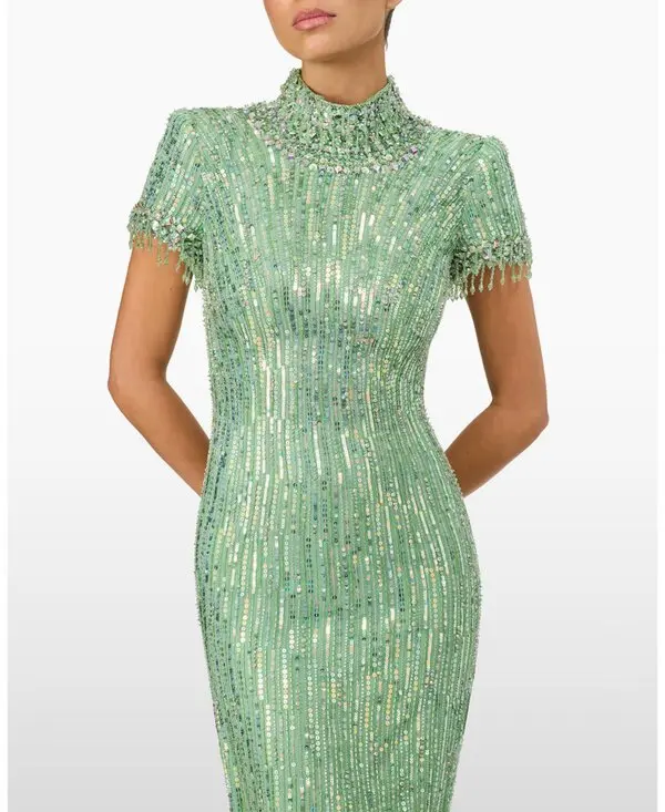 Jenny Packham Madeleine Beaded Maxi Dress - Parakeet