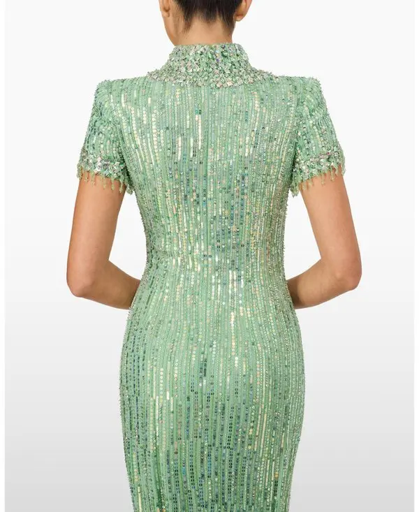 Jenny Packham Madeleine Beaded Maxi Dress - Parakeet