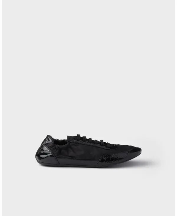 Prada Re-nylon And Leather Sneakers - Black