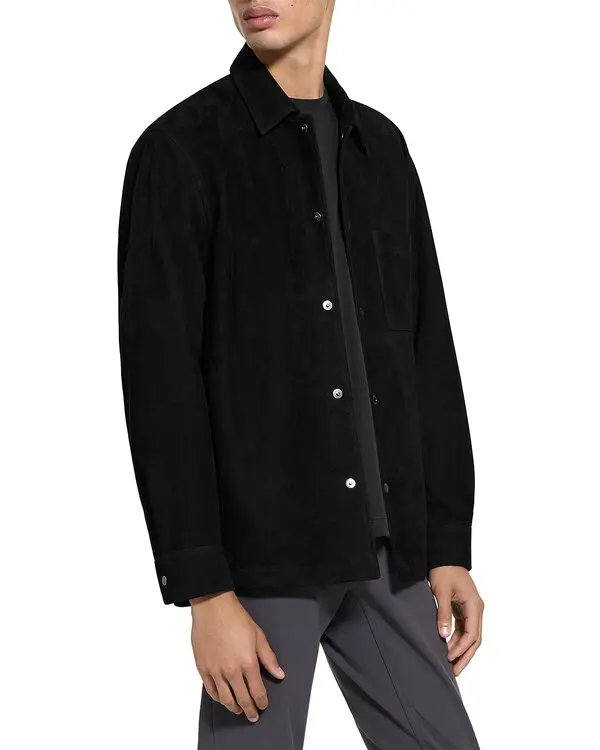 Theory Suede Snap Overshirt - Black