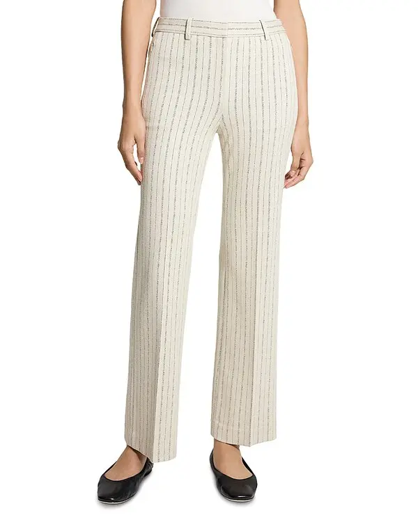 Theory Slim Fit Full Length Trousers With Vertical Stripes