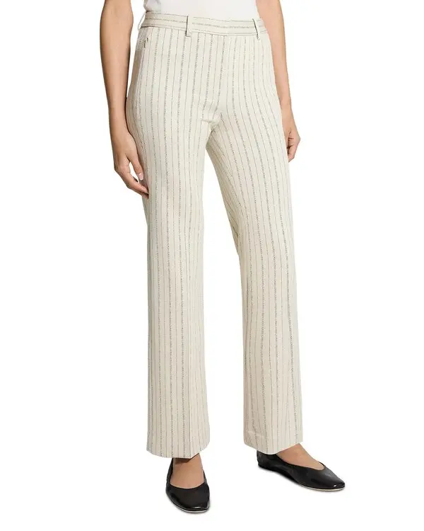 Theory Slim Fit Full Length Trousers With Vertical Stripes
