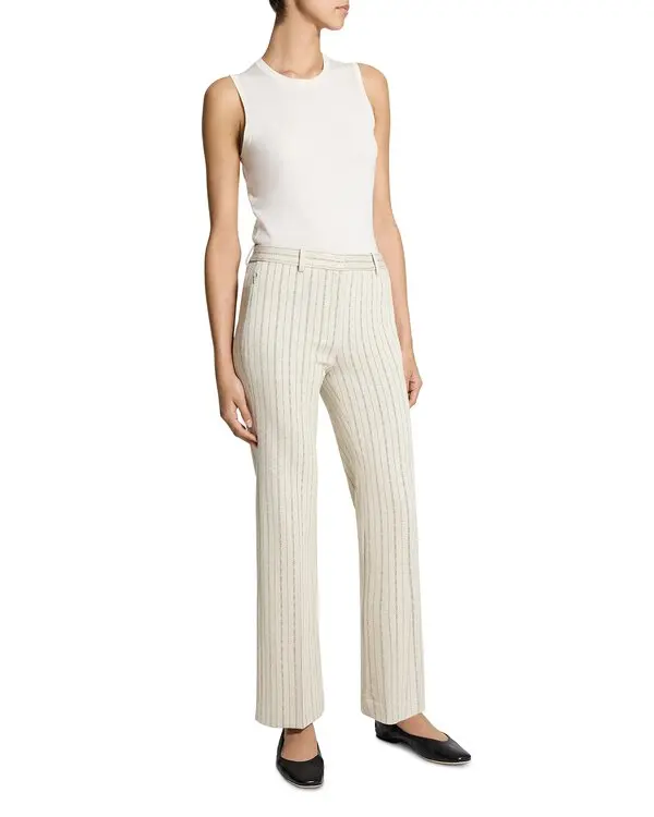 Theory Slim Fit Full Length Trousers With Vertical Stripes