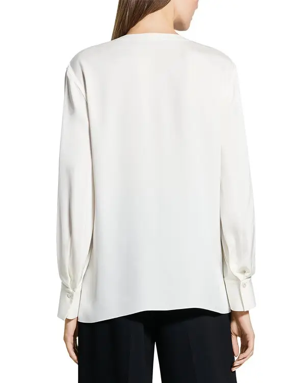 Theory Silk Volume Sleeve Blouse - Ivory