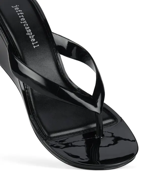 Jeffrey Campbell Wedge Thong Sandals - Black