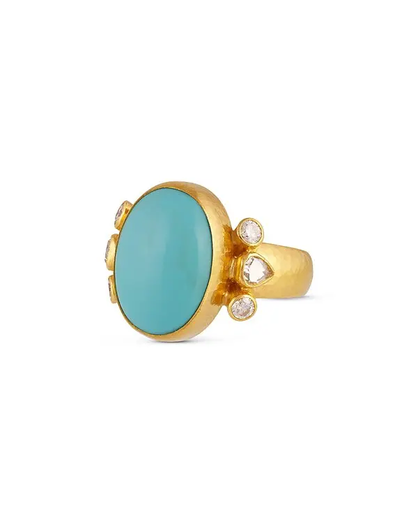 Gurhan 24k Yellow Rune Turquoise & Diamond Cocktail Ring - Gold