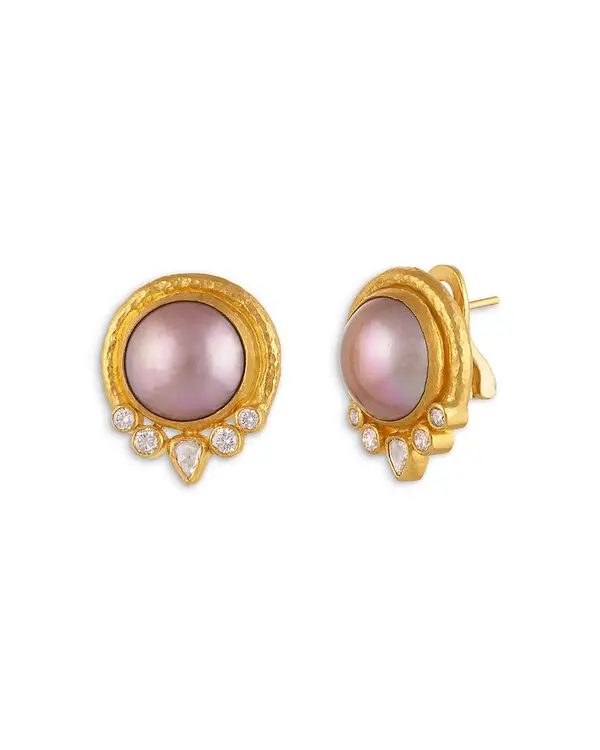 Gurhan 24k Yellow Mabe Pearl And Diamond Earrings - Gold