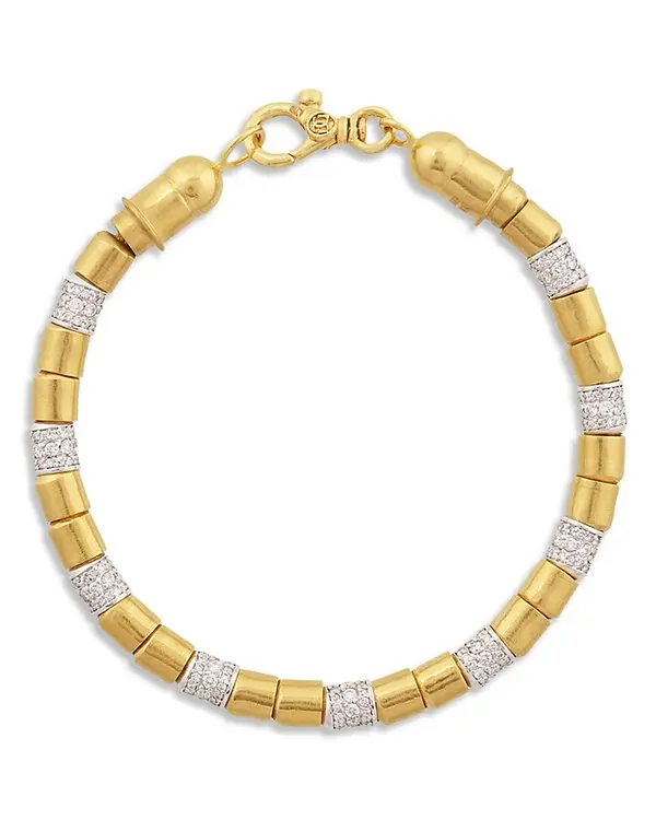 Gurhan 18k Gold Cylinder Diamond Cluster Bracelet - White/gold