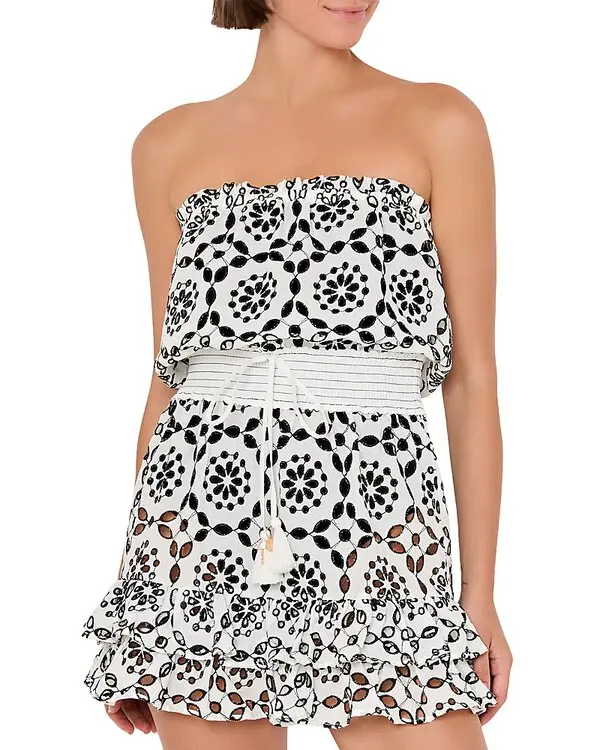 MILLY Verity Two Tone Circle Eyelet Dress - White/black