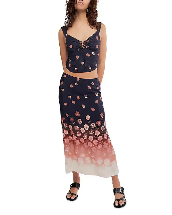 Free People Floral Print Top And Skirt Set - Espresso