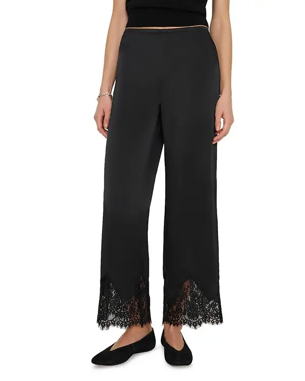 REFORMATION Carolina Silk Pants - Black
