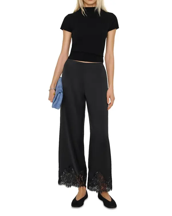 REFORMATION Carolina Silk Pants - Black