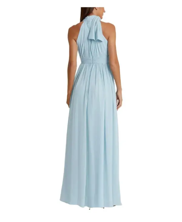Mac Duggal High Neck Chiffon Gown - Powder Blue
