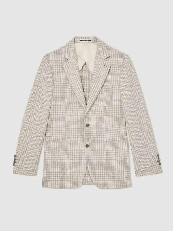 REISS Cotton And Wool Single-breasted Blazer In Check