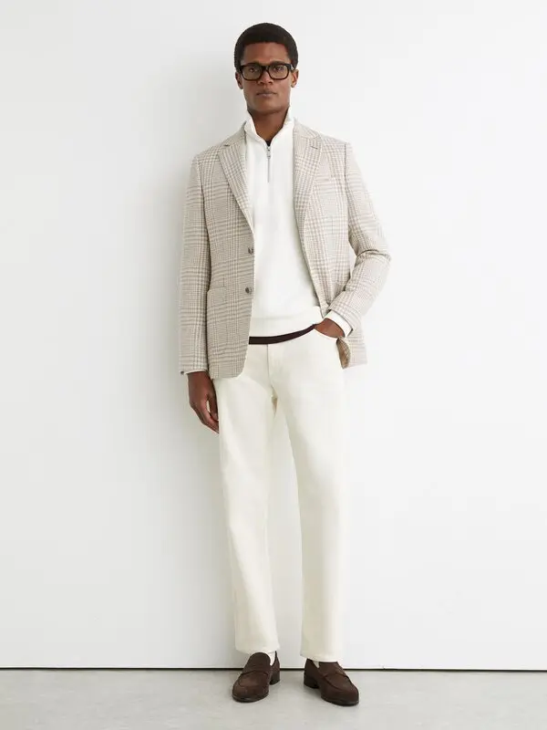 REISS Cotton And Wool Single-breasted Blazer In Check