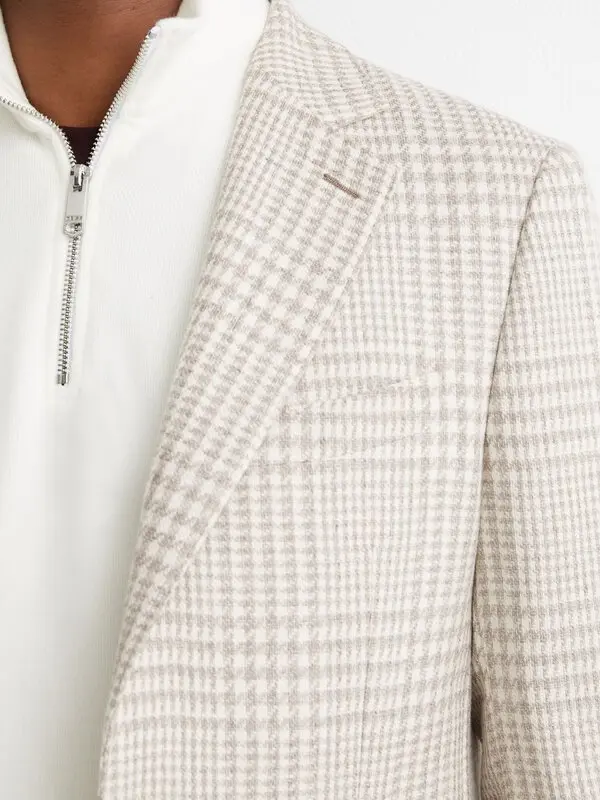 REISS Cotton And Wool Single-breasted Blazer In Check