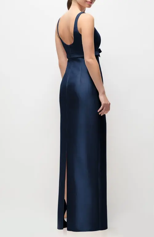 Alfred Sung Gwyneth Satin Sheath Gown - Midnight