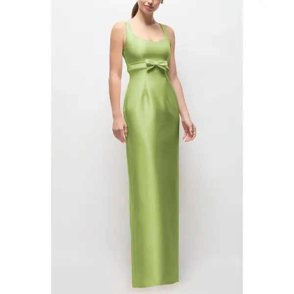 Alfred Sung Gwyneth Satin Sheath Gown - Mojito