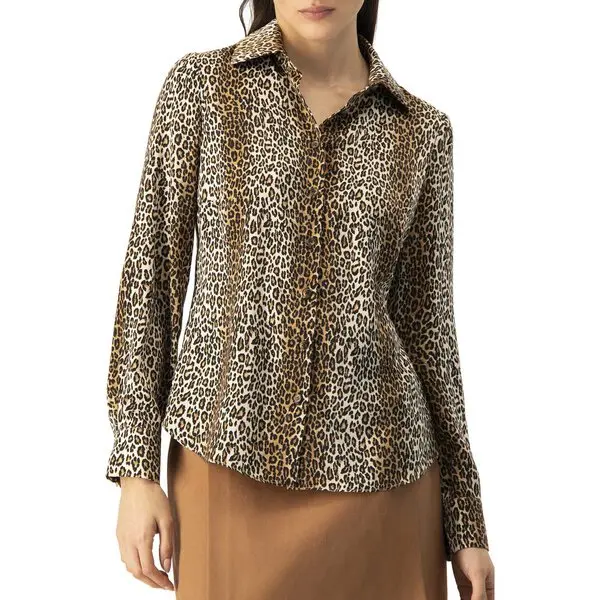 IVONNE Animal Print Satin Shirt