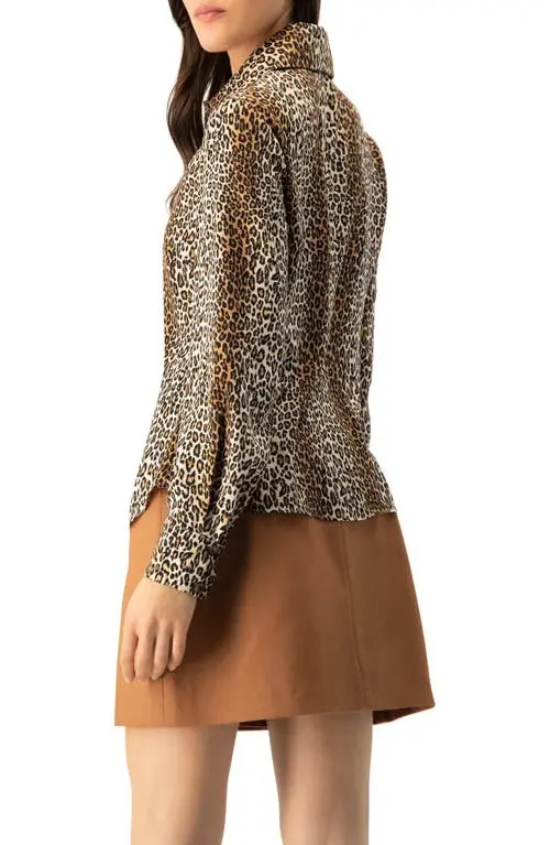 IVONNE Animal Print Satin Shirt
