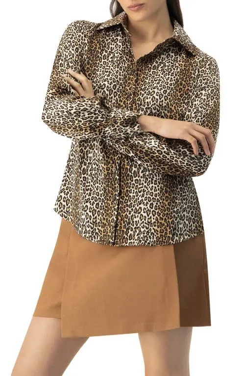 IVONNE Animal Print Satin Shirt