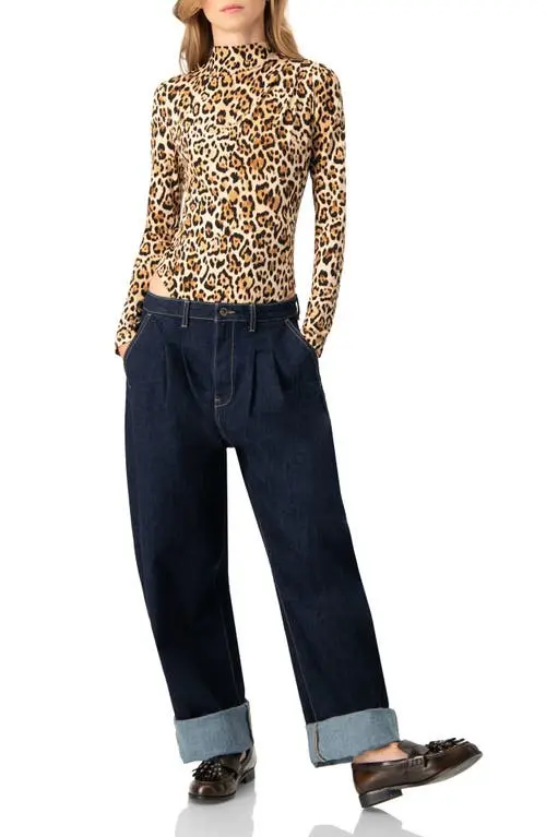 IVONNE Long Sleeve Animal Print Bodysuit