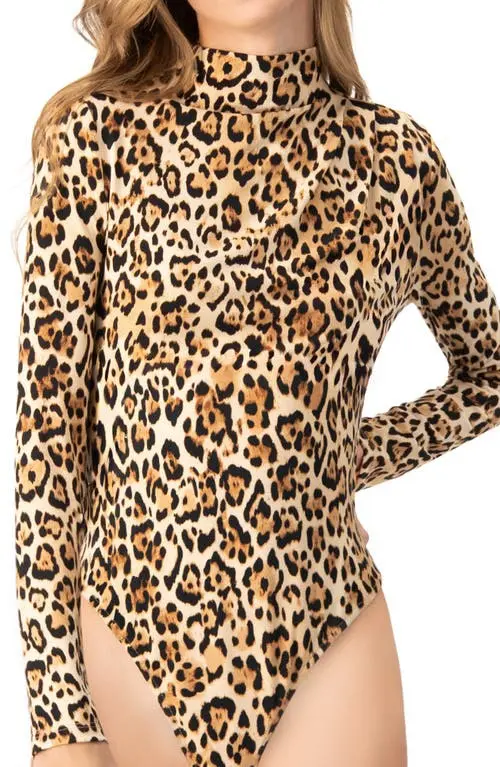 IVONNE Long Sleeve Animal Print Bodysuit