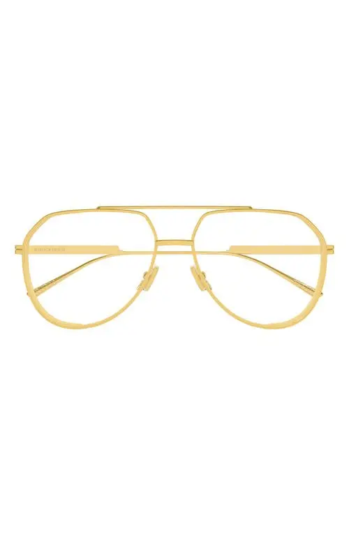 Bottega Veneta 60mm Pilot Sunglasses - Gold/transparent Lens