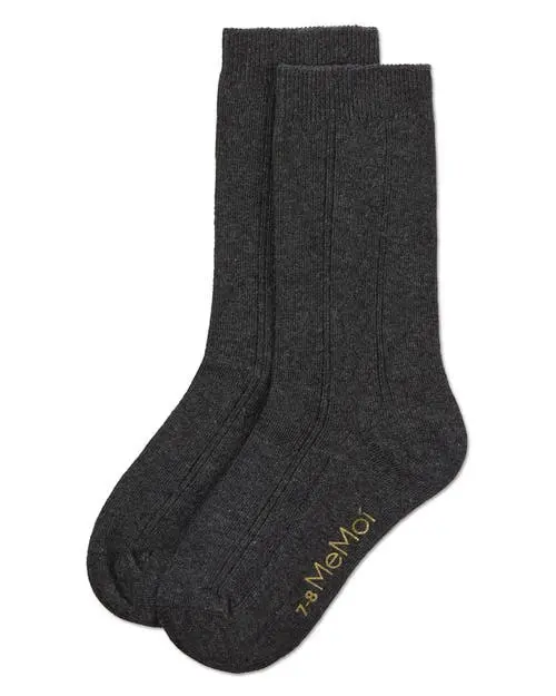 MEMOI Clocking Argyle Crew Socks - Gray