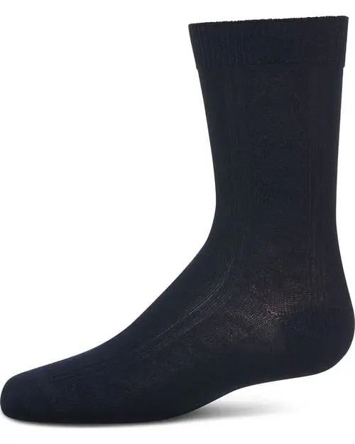 MEMOI Clocking Argyle Crew Socks - Navy