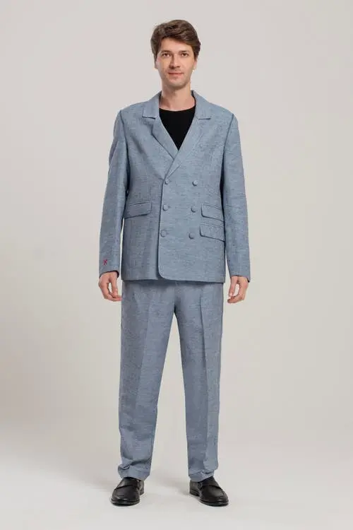 PCFG Linen Casual Pants - Blue