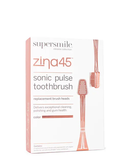 SUPERSMILE Zina45 Sonic Pulse Toothbrush Replacement Heads - Chrome Rose