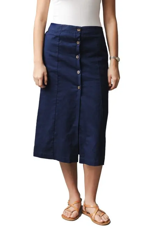 HOPE & HENRY Linen Blend Button Front Skirt