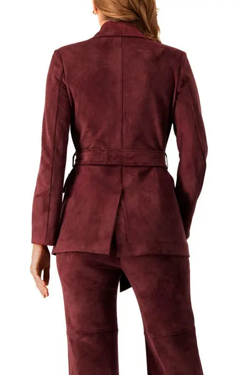 IVONNE Faux-suede Blazer With Tie Detail - Wine