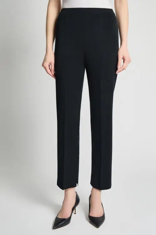 Ming Wang Knit Straight Leg Ankle Pants - Black