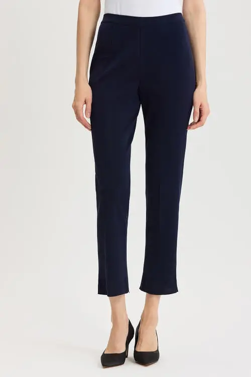 Ming Wang Knit Straight-leg Ankle Pants - Indigo