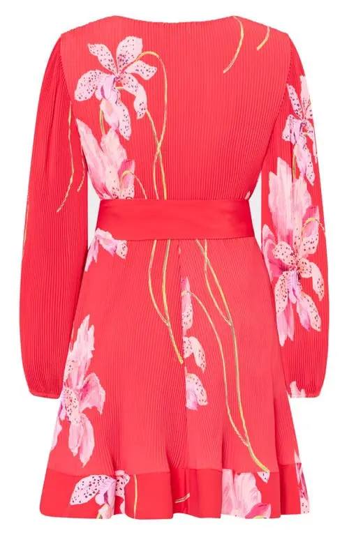MILLY Floral Pleated Minidress - Red Multi