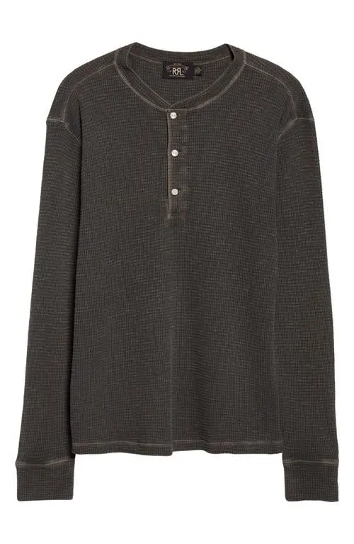 Double Rl Waffle Knit Long Sleeve Henley