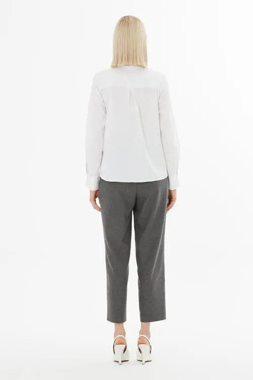 GIZIA Printed Tie-neck Cotton Shirt