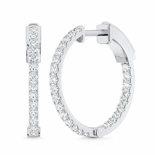BALACIA Diamond Inside Out Hoop Earrings - Silver