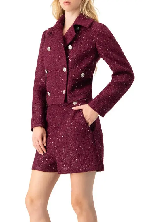 IVONNE Boucle Double-breasted Jacket - Wine