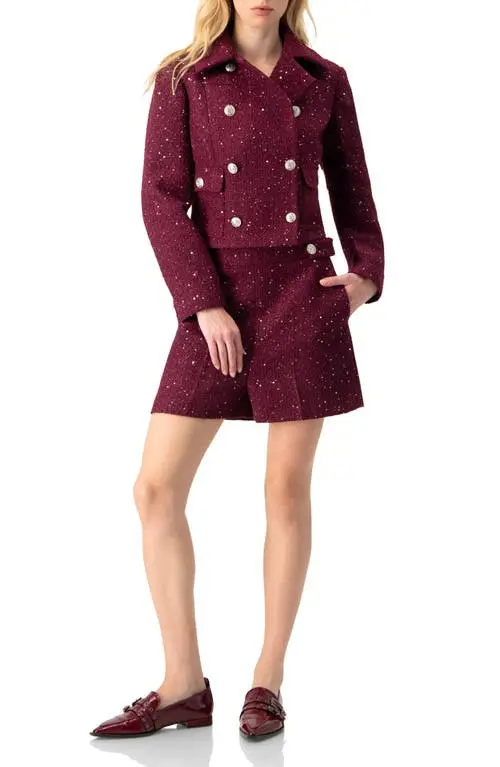 IVONNE Boucle Double-breasted Jacket - Wine