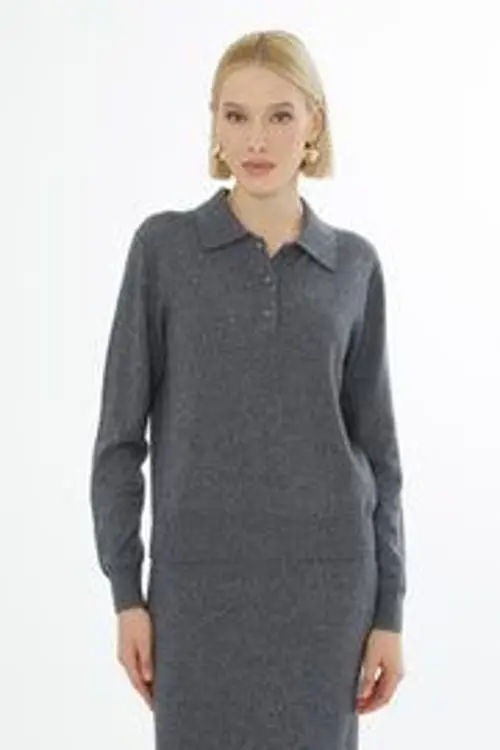 GIZIA Wool Cashmere Button-front Sweater